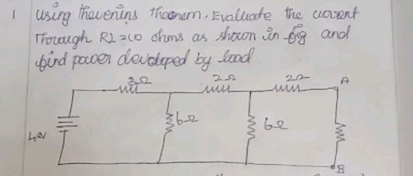 1. using thevenins theorem. Evaluate the | StudyX