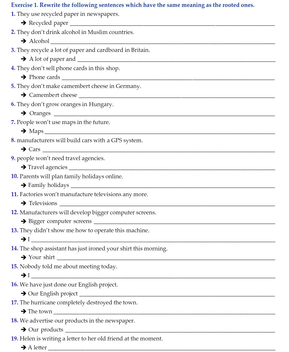 Exercise 1. Rewrite the following sentences | StudyX