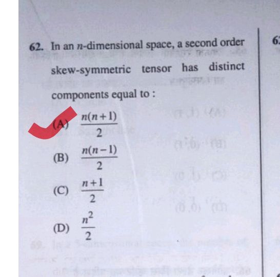 62. In an $n$-dimensional space, a second | StudyX