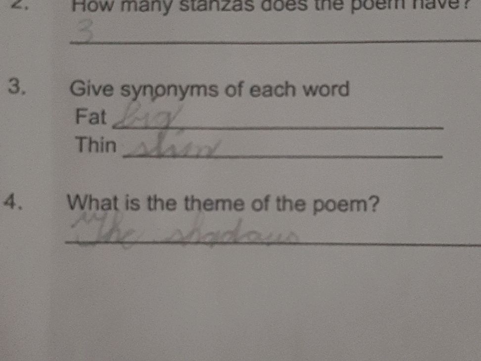 3. Give synonyms of each word Fat big Thin | StudyX
