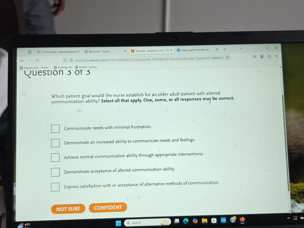 Which patient goal would the nurse establish | StudyX