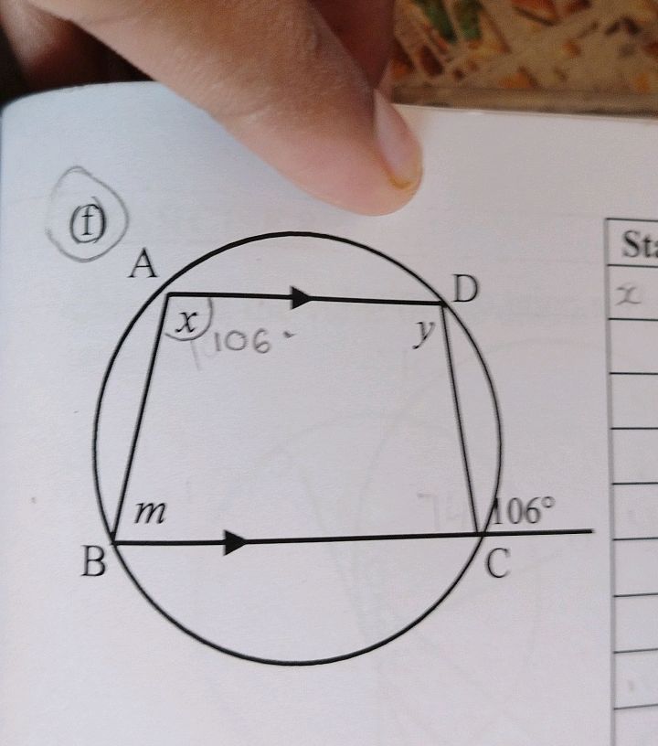 The image shows a cyclic quadrilateral ABCD | StudyX