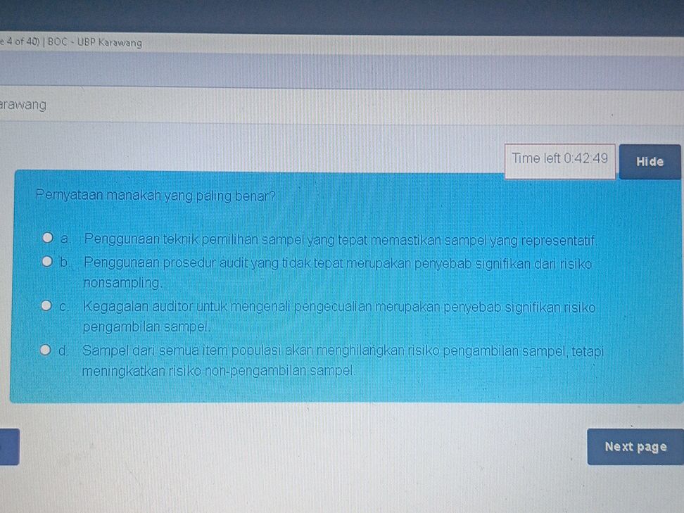 Pernyataan manakah yang paling benar? a. | StudyX