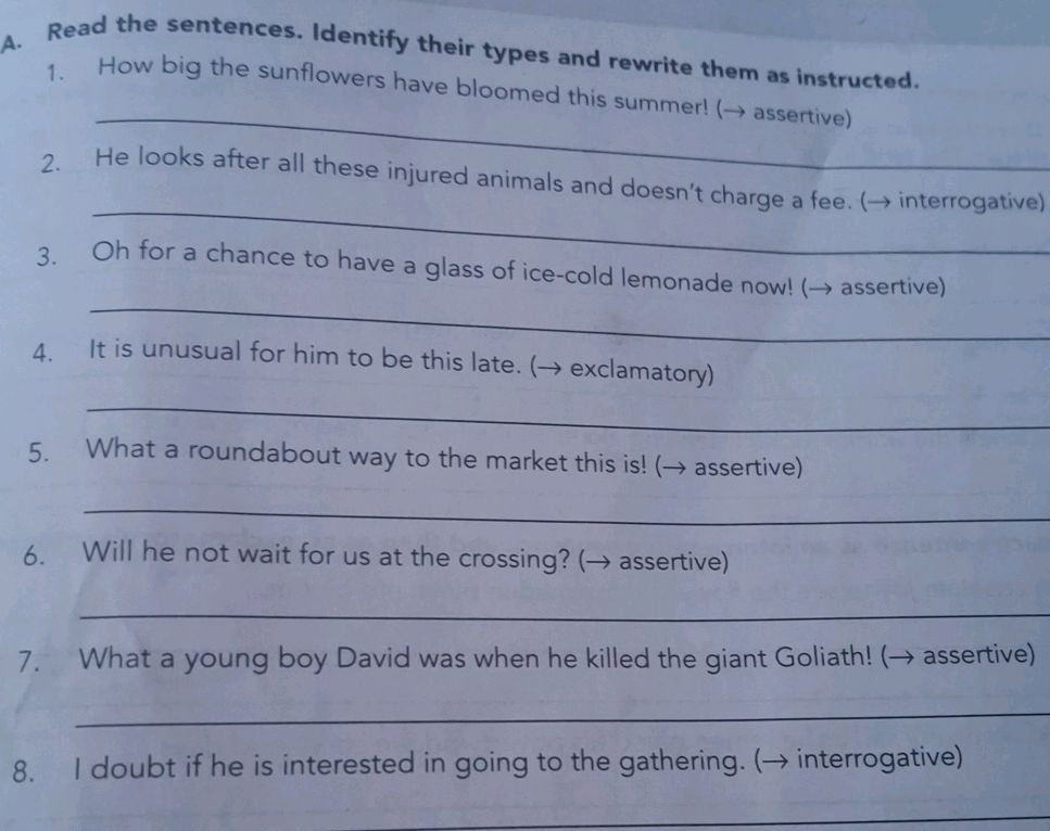 Read the sentences. Identify their types and | StudyX