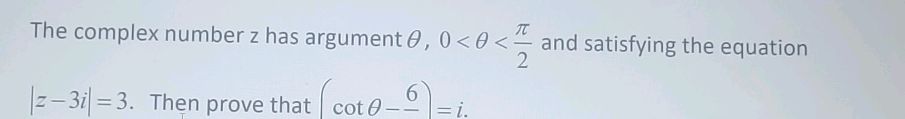 The complex number z has argument $ $, $0