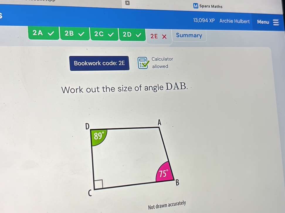 Work out the size of angle DAB. ``` D | StudyX