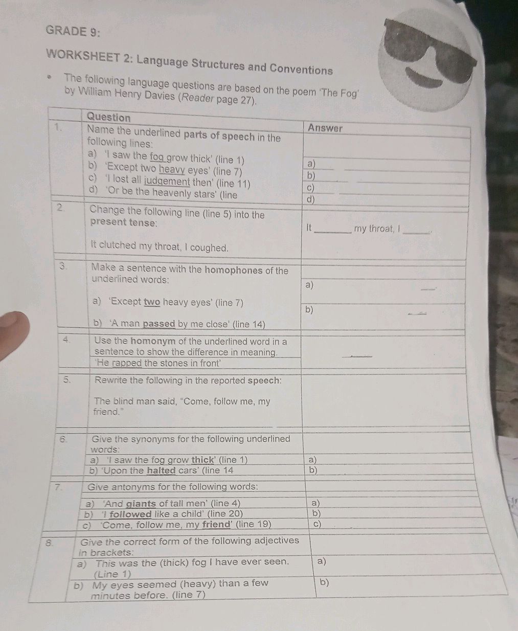 1. Name the underlined parts of speech in | StudyX