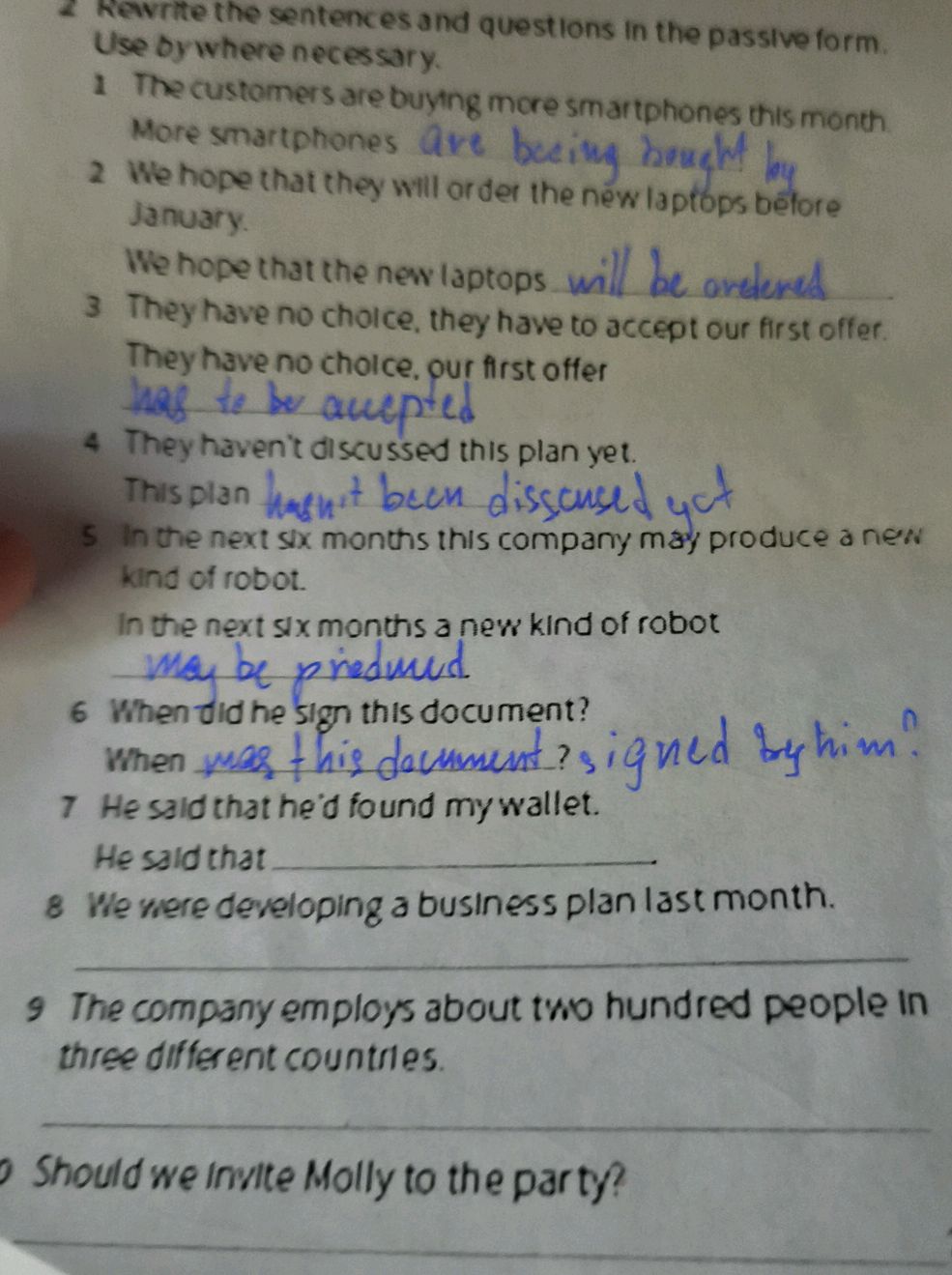 Rewrite the sentences and questions in the | StudyX