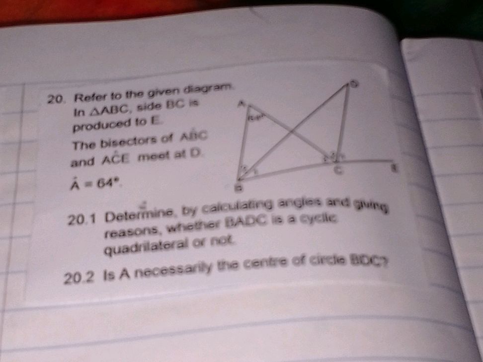 20. Refer to the given diagram. In $ ABC$, | StudyX