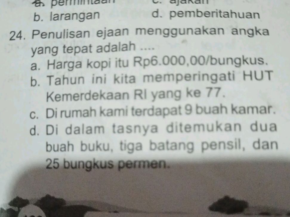 24. Penulisan ejaan menggunakan angka yang | StudyX