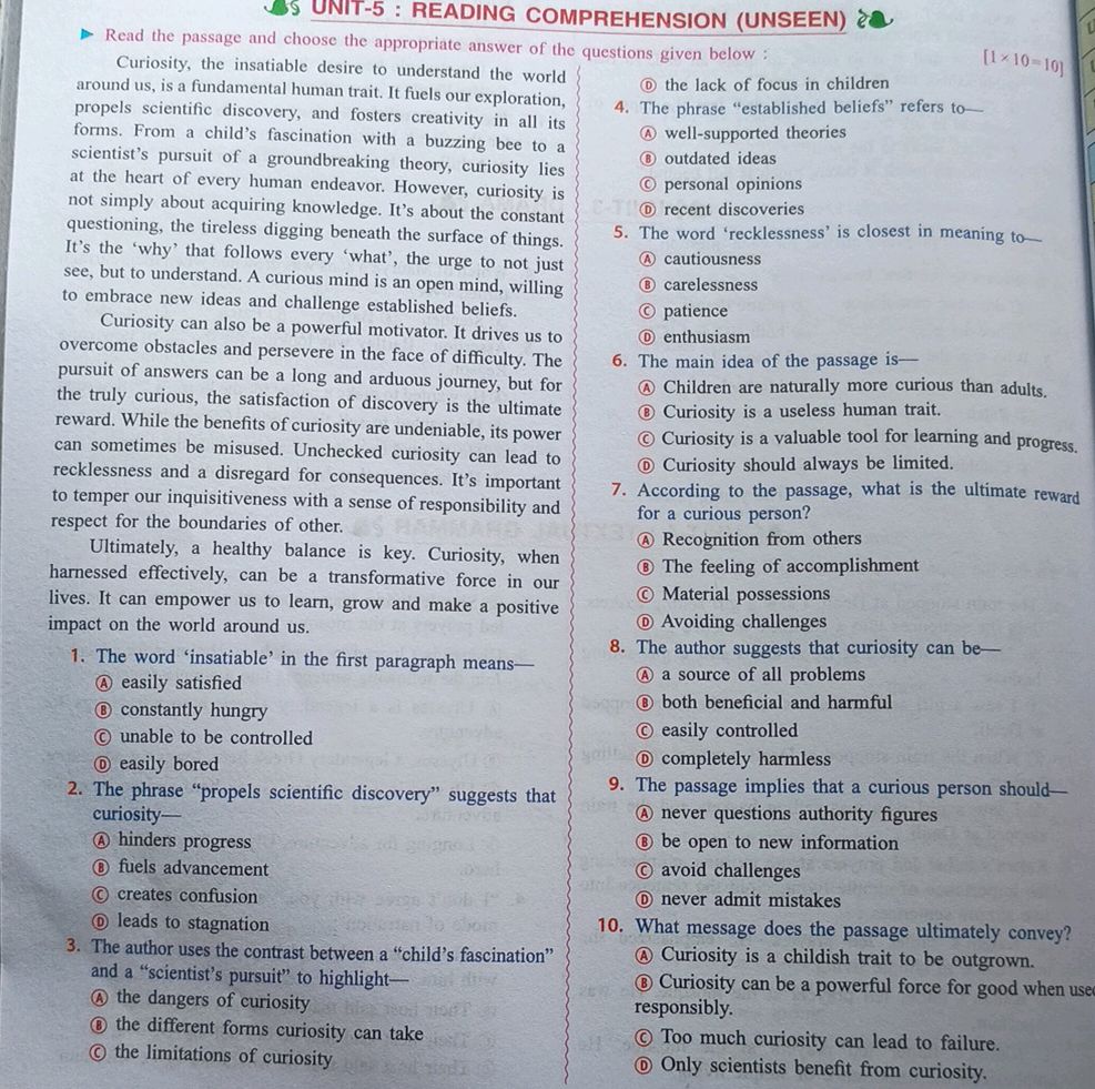 Read the passage and choose the appropriate | StudyX