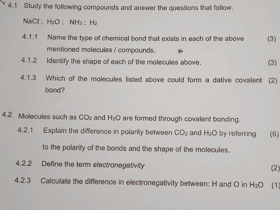 4.1 Study the following compounds and answer | StudyX