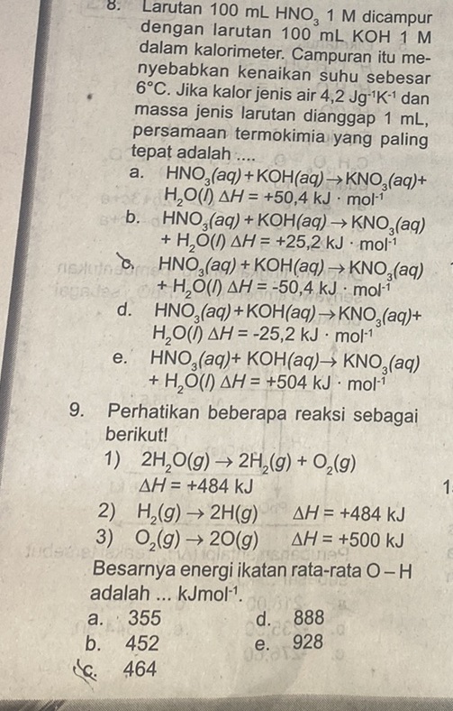 8. Larutan 100 mL $HNO_3$ 1 M dicampur | StudyX
