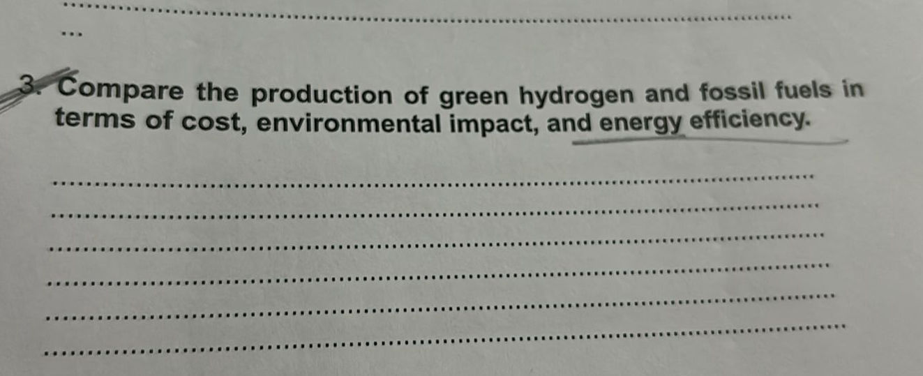 3. Compare the production of green hydrogen | StudyX