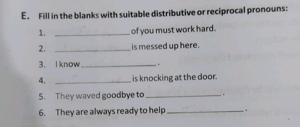 E. Fill in the blanks with suitable | StudyX