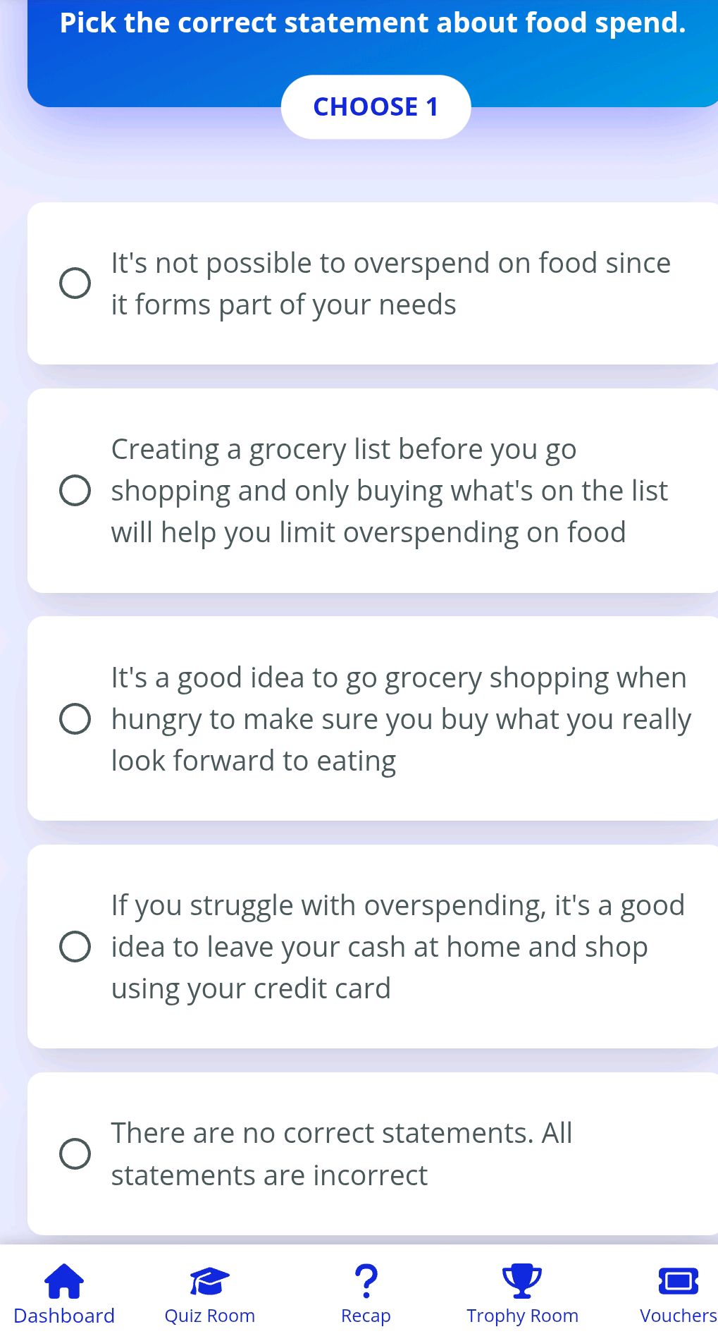Pick the correct statement about food spend. | StudyX