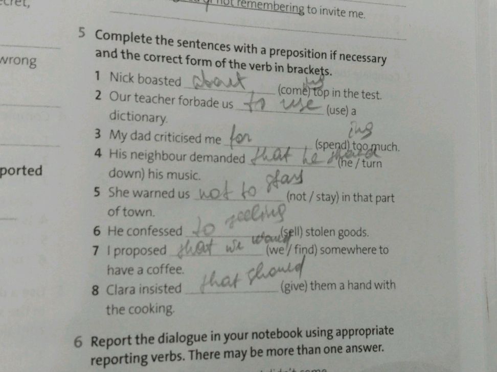 5 Complete the sentences with a preposition | StudyX