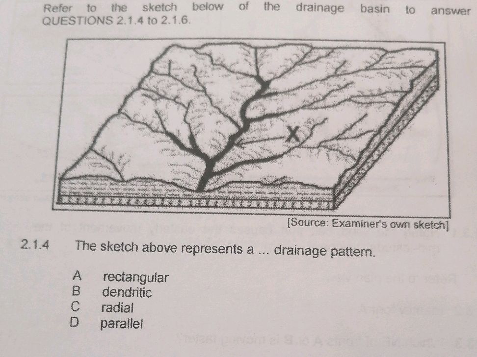 The sketch above represents a ... drainage | StudyX