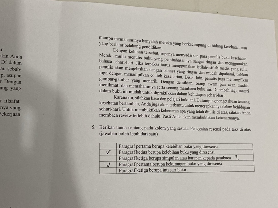5. Berikan tanda centang pada kolom yang | StudyX