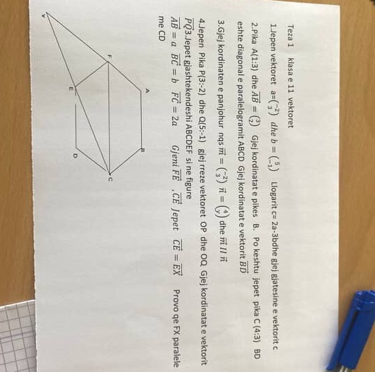 1. Jepen vektoret a = 2 3 \ dhe b = -1 | StudyX