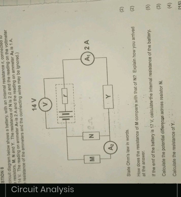 circuit diagram below shows a battery, with | StudyX
