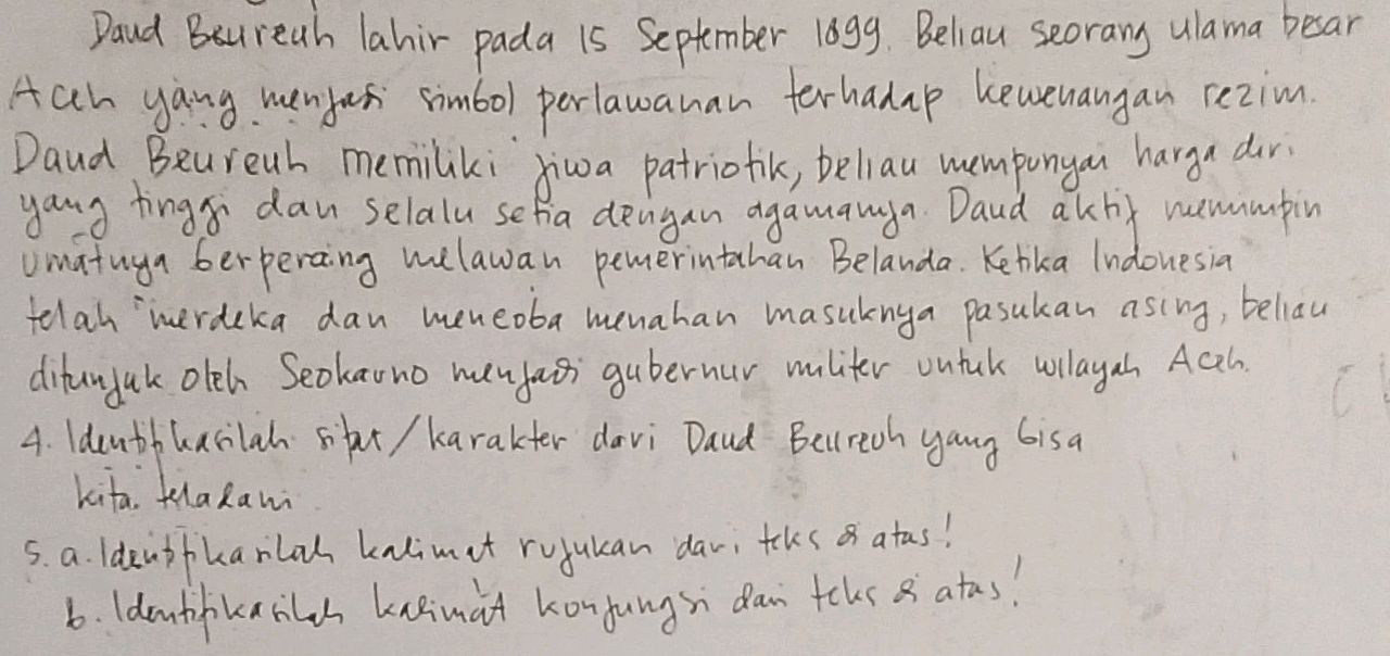 4. Identifikasilah sifat/karakter dari Daud | StudyX