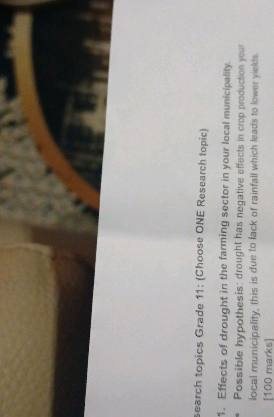 search topics Grade 11: (Choose ONE Research | StudyX