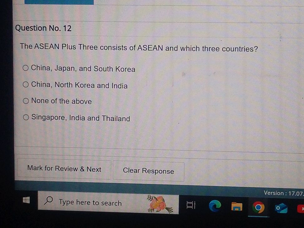 Question No. 12 The ASEAN Plus Three | StudyX