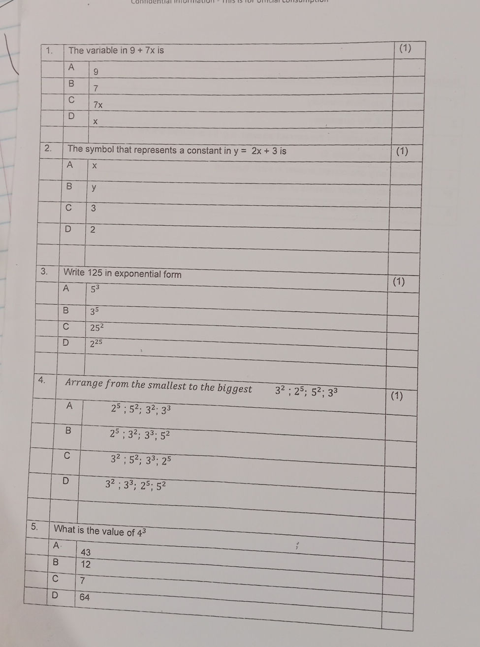 1. The variable in 9 + 7x is A. 9 B. 7 C. | StudyX