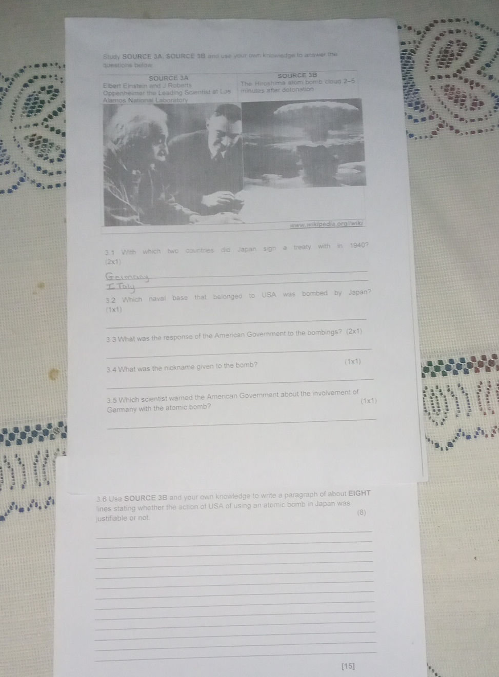 Study SOURCE 3A, SOURCE 3B and use your own | StudyX