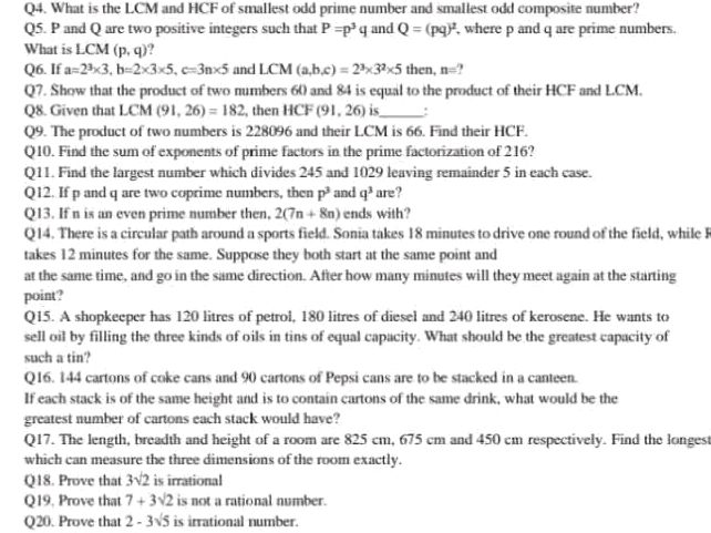 Q4. What is the LCM and HCF of smallest odd | StudyX