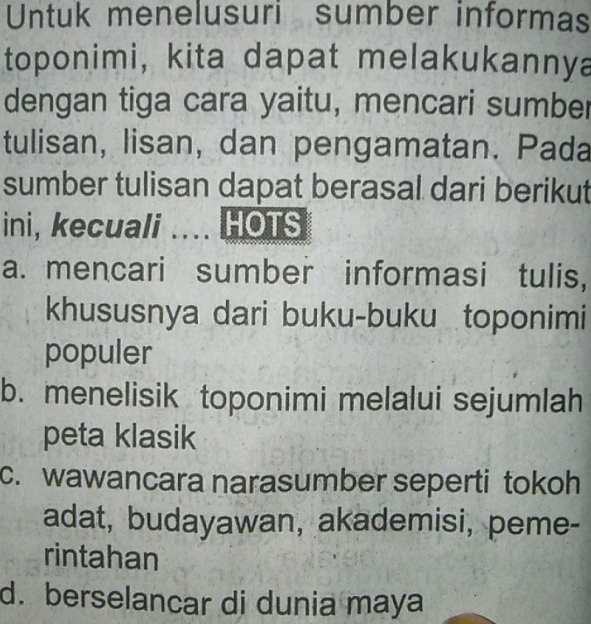 Untuk menelusuri sumber informasi toponimi, | StudyX