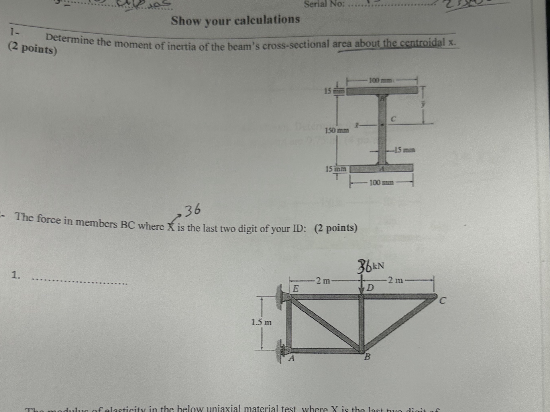 1- Determine the moment of inertia of the | StudyX