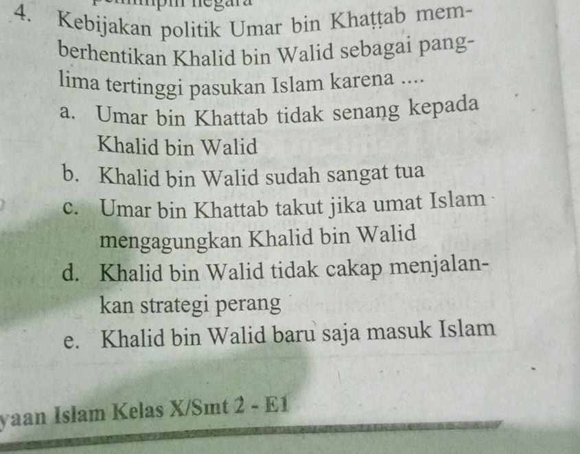 4. Kebijakan politik Umar bin Khattab | StudyX