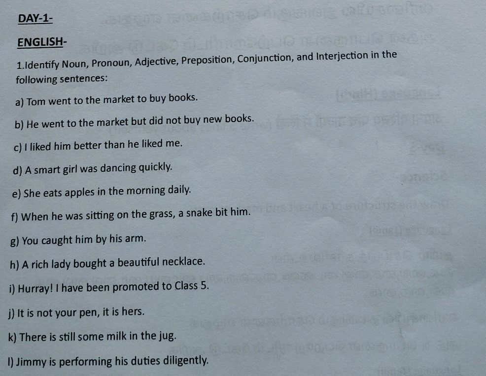 1. Identify Noun, Pronoun, Adjective, | StudyX