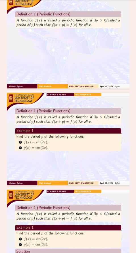 Definition 1 (Periodic Functions) A | StudyX