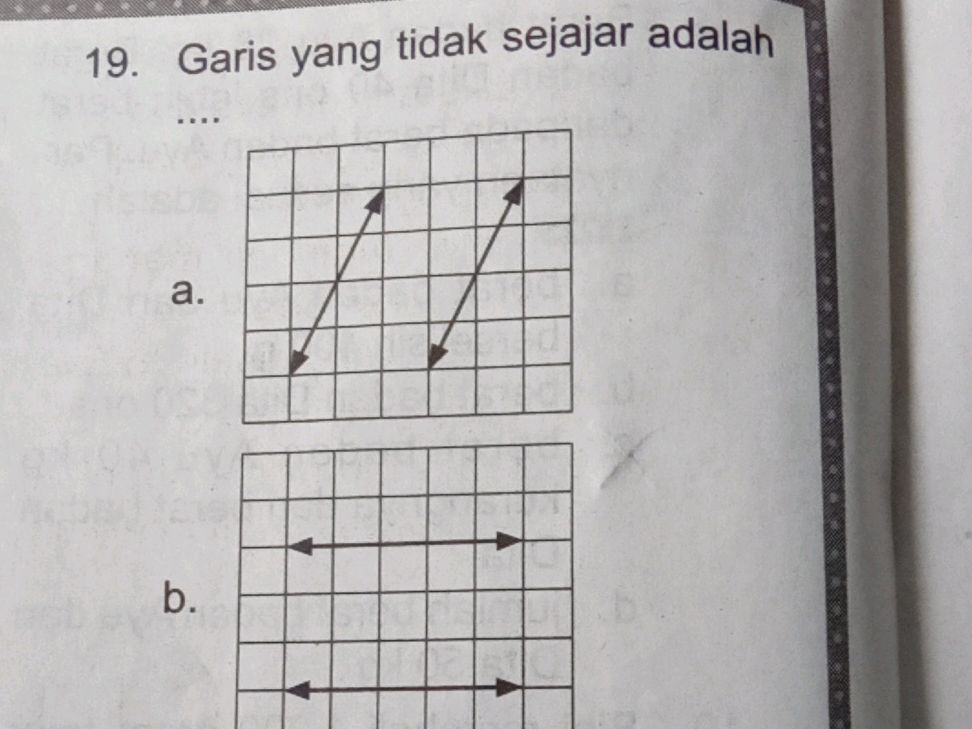 19. Garis yang tidak sejajar adalah a. ``` | StudyX