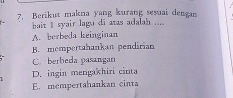 7. Berikut makna yang kurang sesuai dengan | StudyX