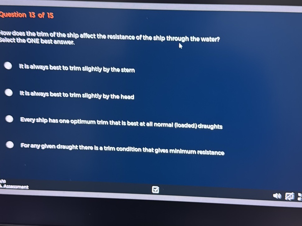 How does the trim of the ship affect the