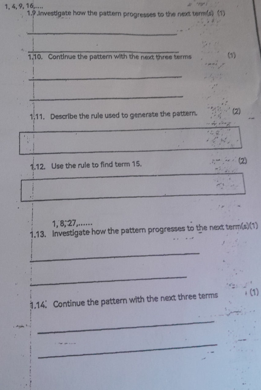 1, 4, 9, 16,.... 1.9. Investigate how the | StudyX