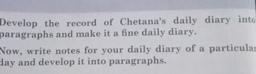 Develop the record of Chetana's daily diary | StudyX