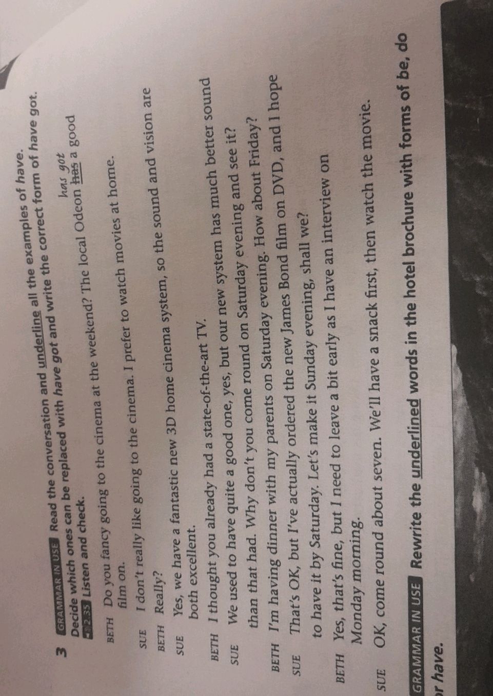 Read the conversation and underline all the | StudyX