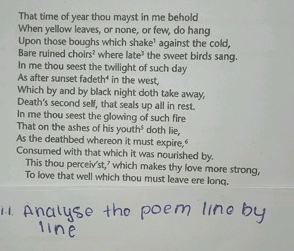 1. Analyse the poem line by line That time | StudyX