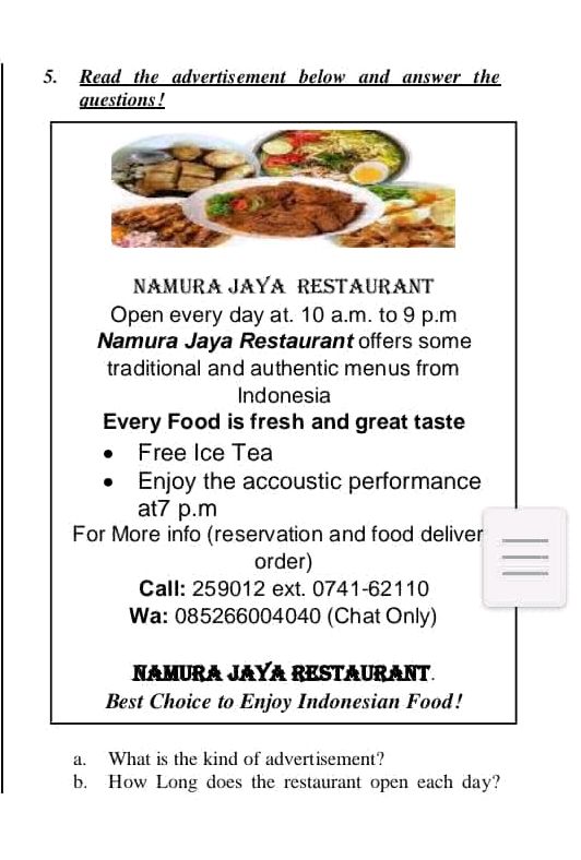 5. Read the advertisement below and answer | StudyX