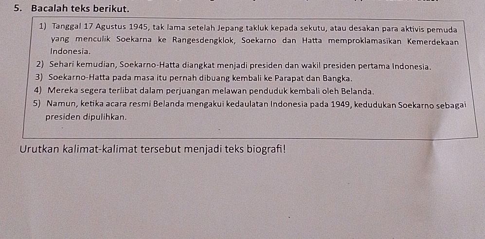 5. Bacalah teks berikut. 1) Tanggal 17 | StudyX