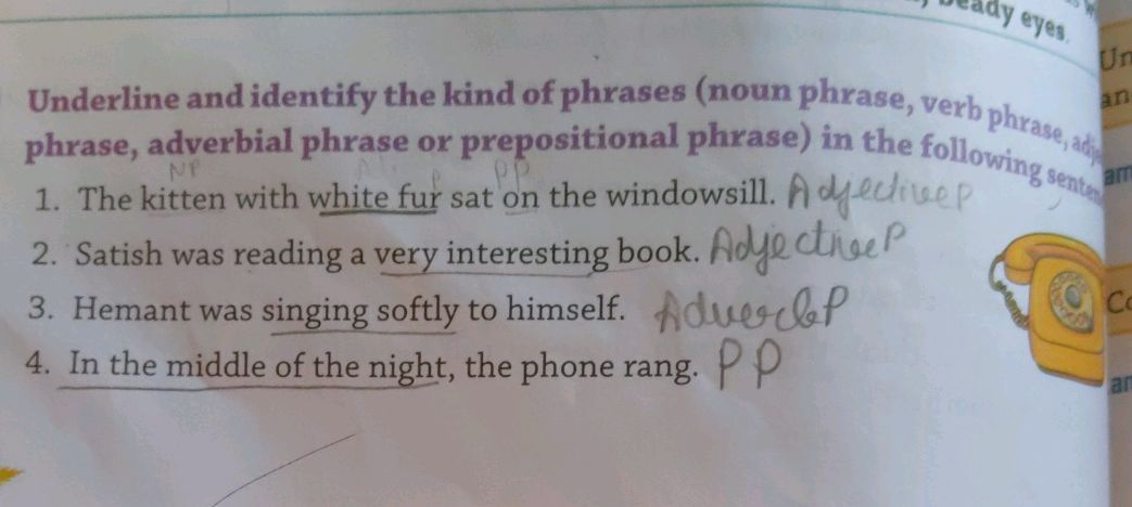 Underline and identify the kind of phrases | StudyX