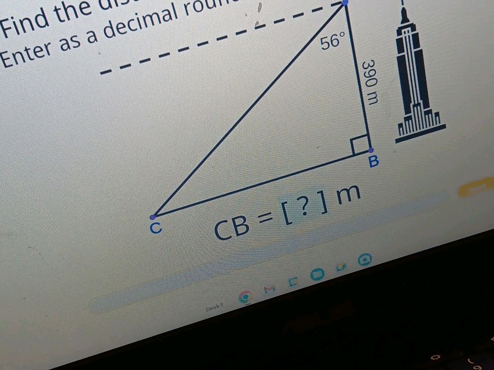 Find the distance. CB = [ ? ] m In the | StudyX