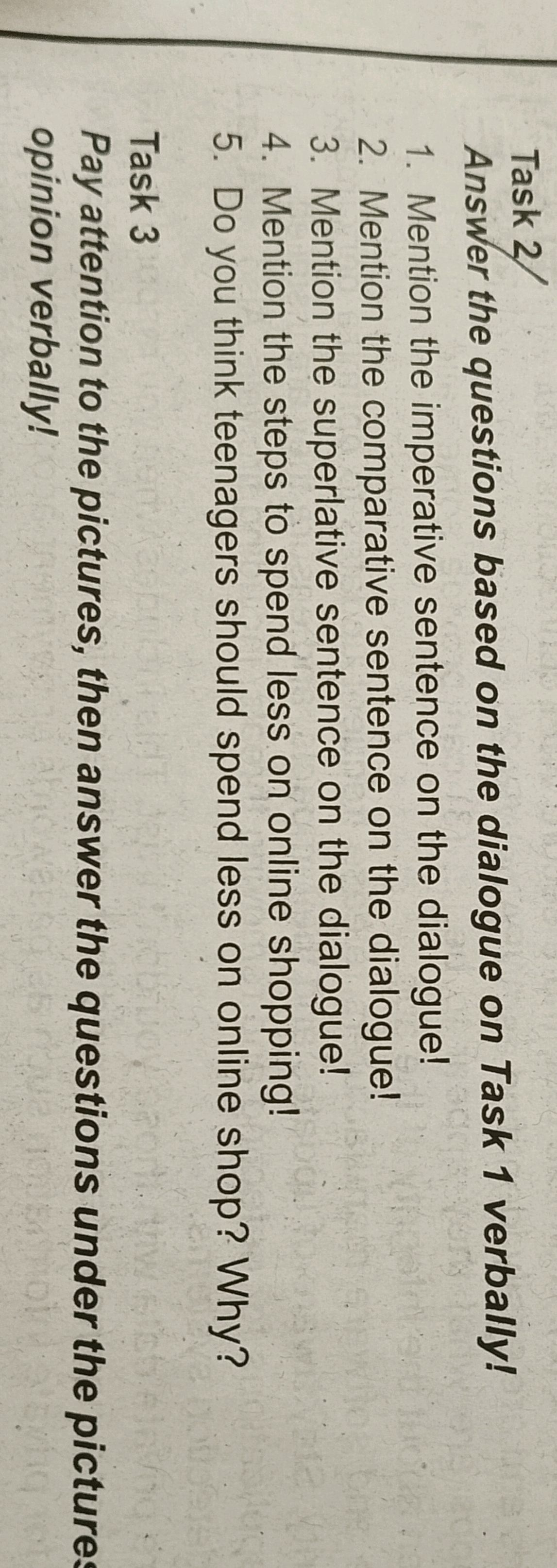1. Mention the imperative sentence on the | StudyX