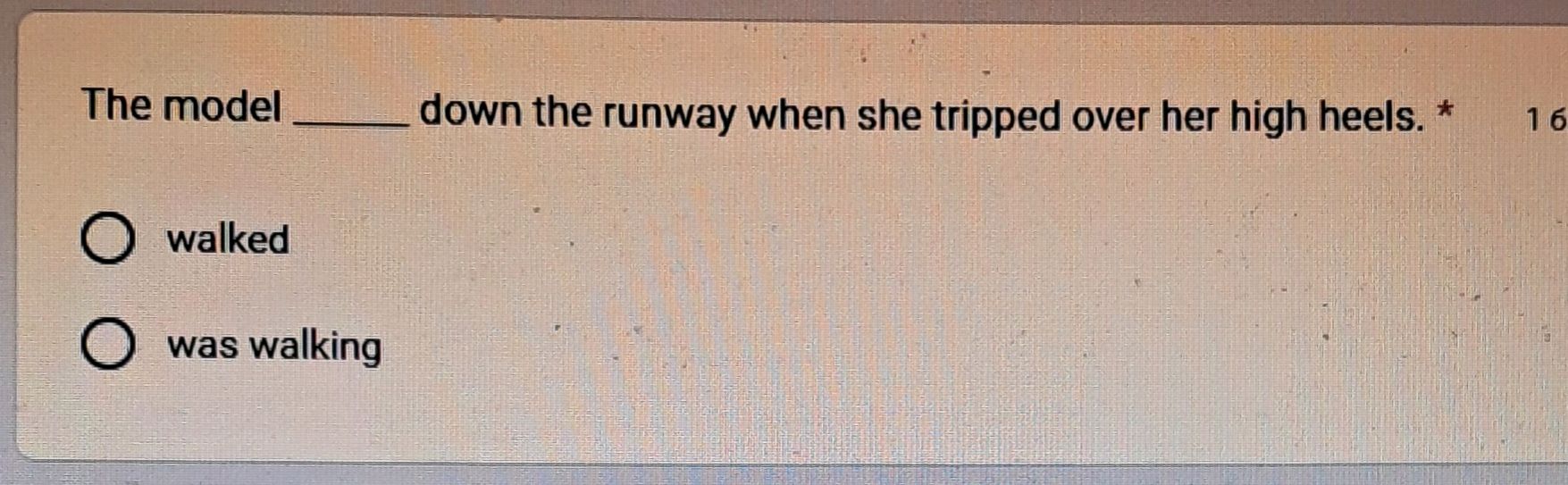 The model ______ down the runway when she | StudyX