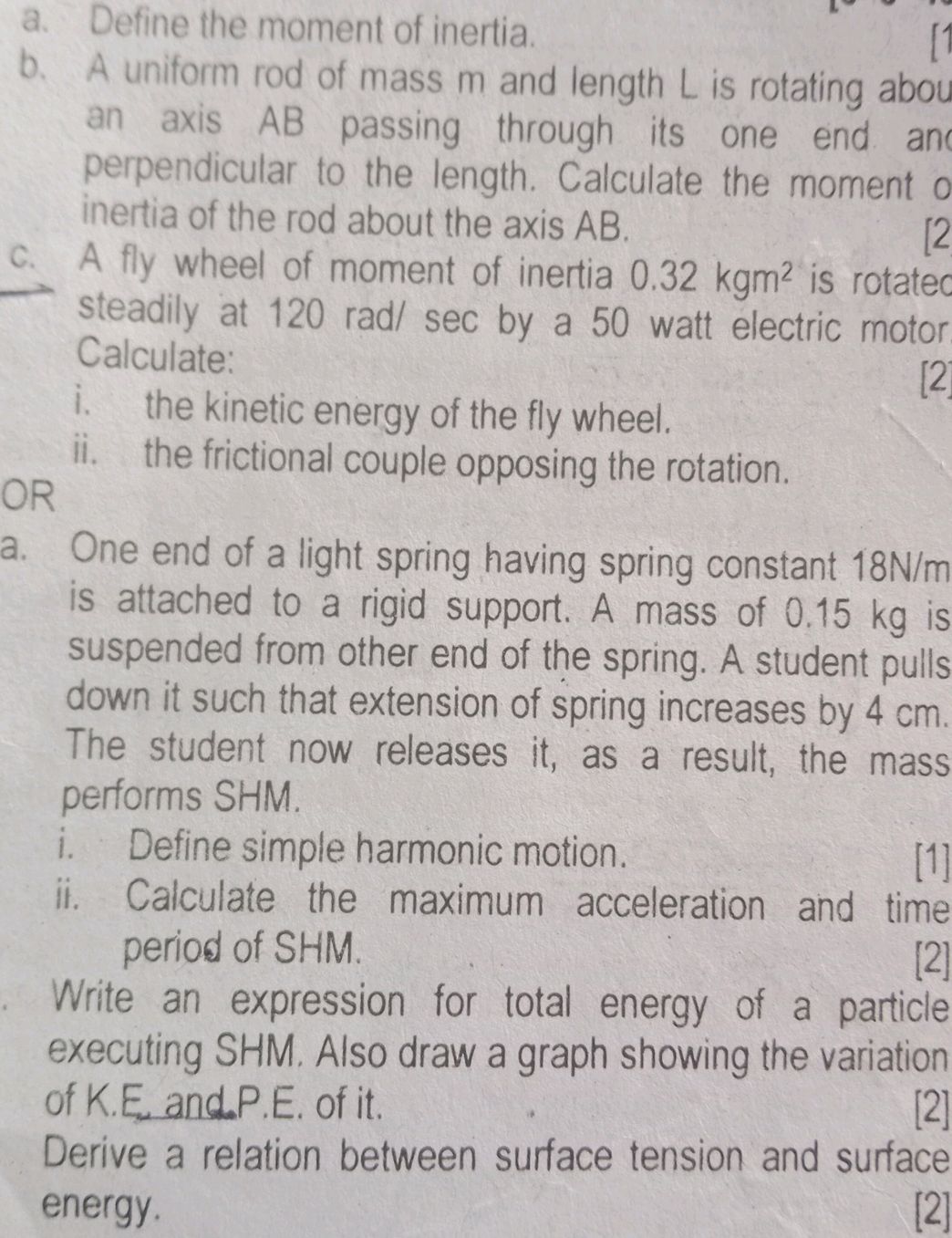 a. Define the moment of inertia. b. A | StudyX